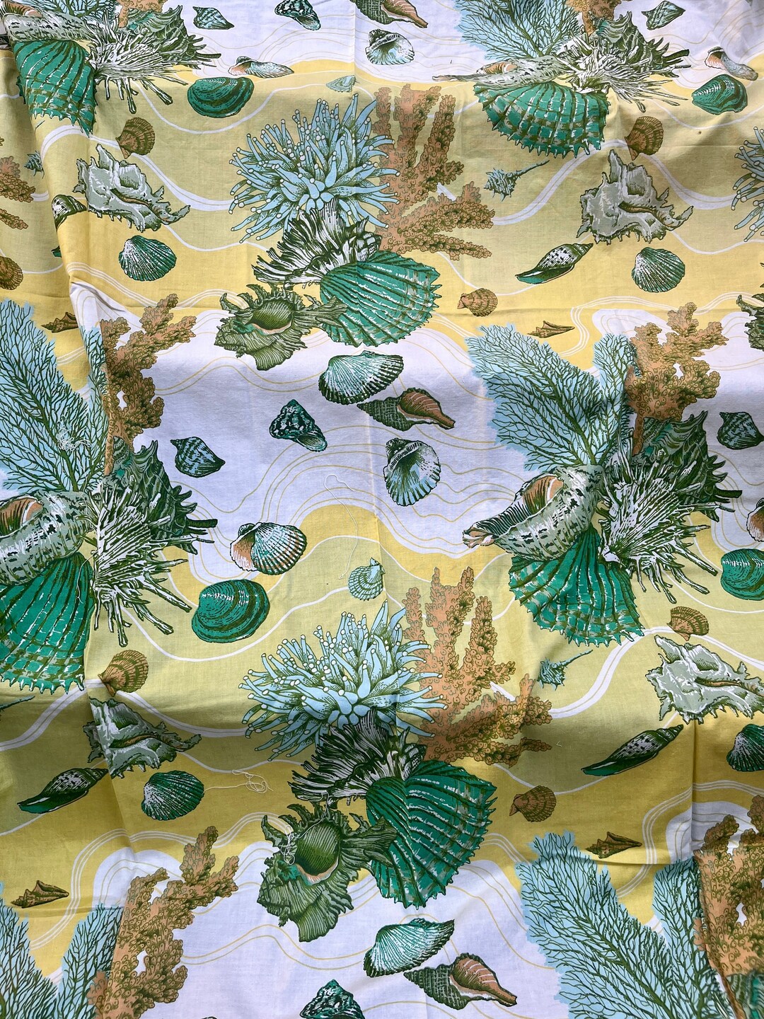 Vintage 80s Sea Life Printed Fabric by Luther Travis / Bloomcraft Inc ...