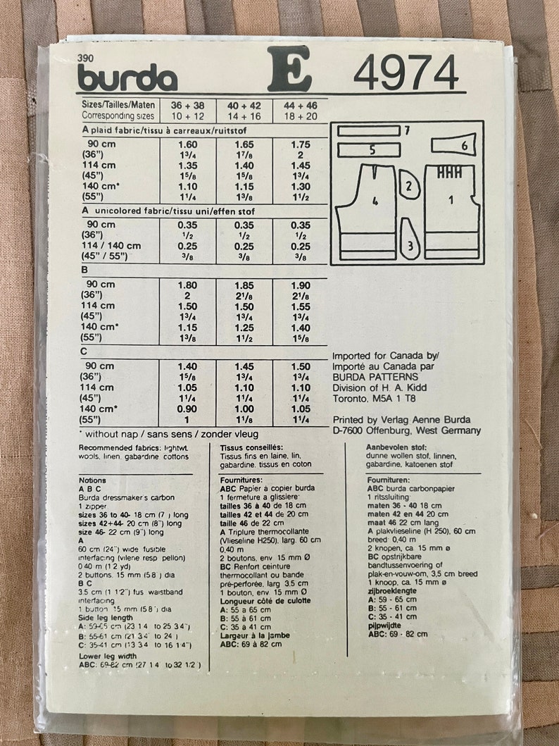 1980s Bermuda Shorts Burda 4974 Sewing Pattern - Etsy