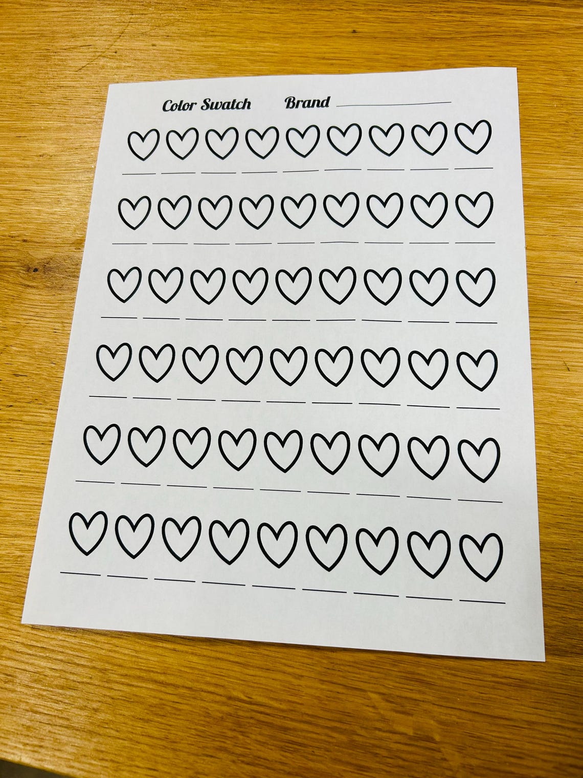 Bold and Cute Heart Marker Swatch, Printable PDF US Letter Size, DIY ...