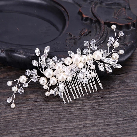 Pearl and Crystal Comb - Etsy