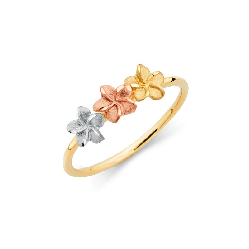 Tricolor Plumeria 14k - Etsy