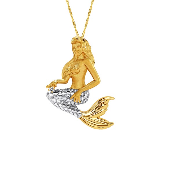 Gold Mermaid Pendant - Etsy