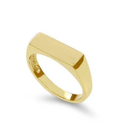 14K Rectangular Bar Signet Ring Solid Gold Signet Ring 18K - Etsy