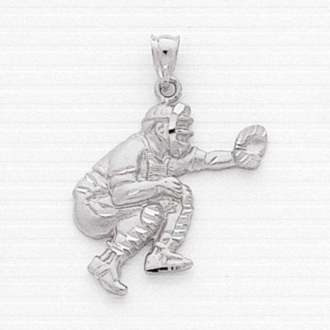 Sterling Silver Baseball Back Catcher Charm. - Etsy