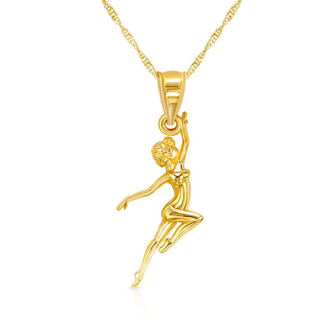 14K Solid Gold Dancer Pendant on 18" Chain – Elegant Ballet Jewelry - Etsy