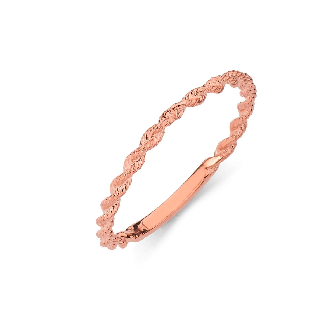 14K Gold Stackable Rope Ring | Etsy