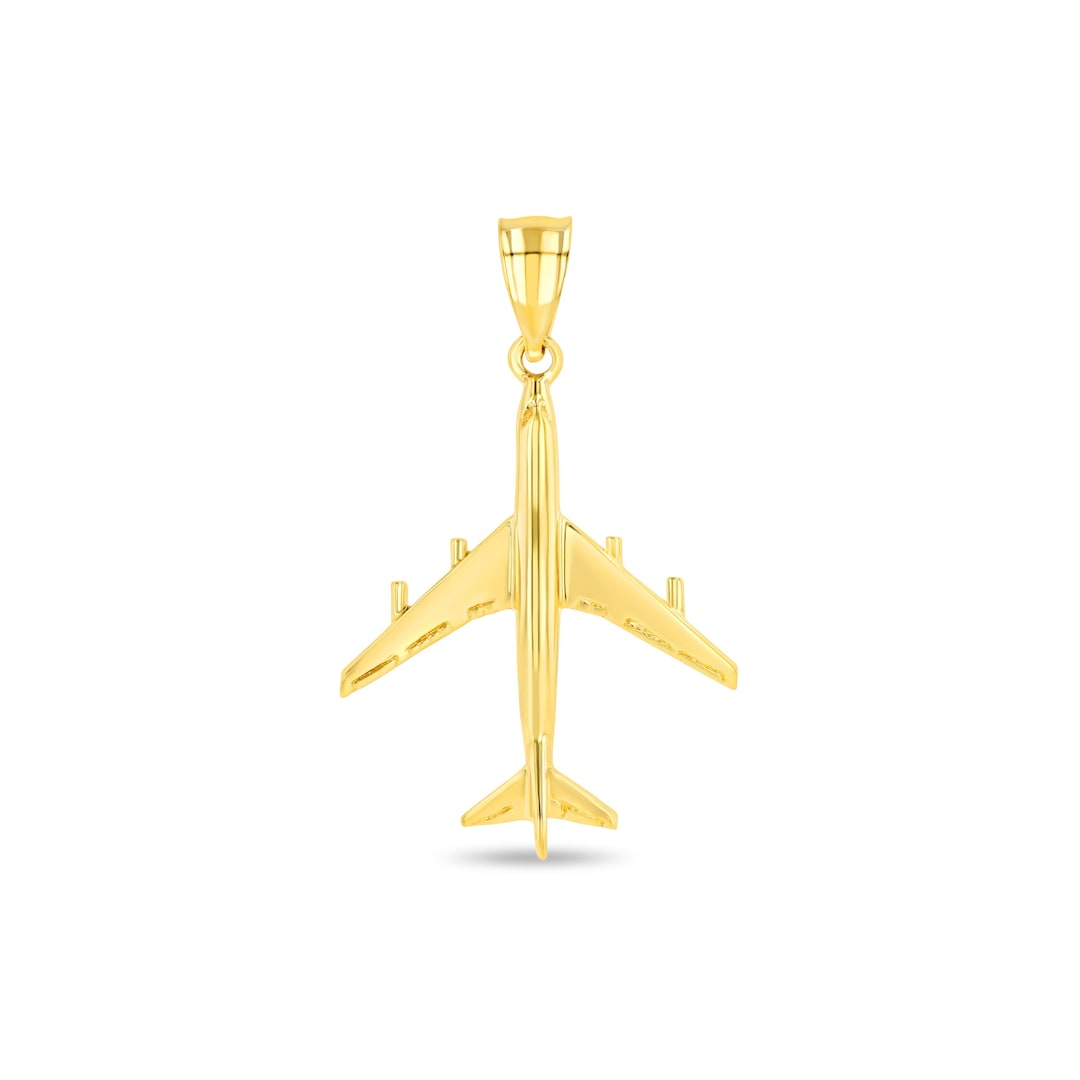 14k Solid Gold Airplane Pendant. - Etsy