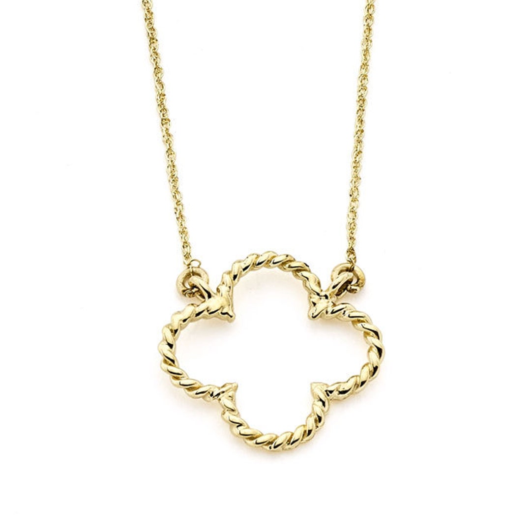 14K Yellow Gold Clover Necklace: Good Luck Charm Pendant - Etsy