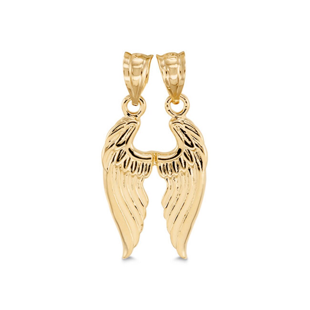 14k Solid Gold Break Apart Angel Wing Pendants. Angel Wings. - Etsy