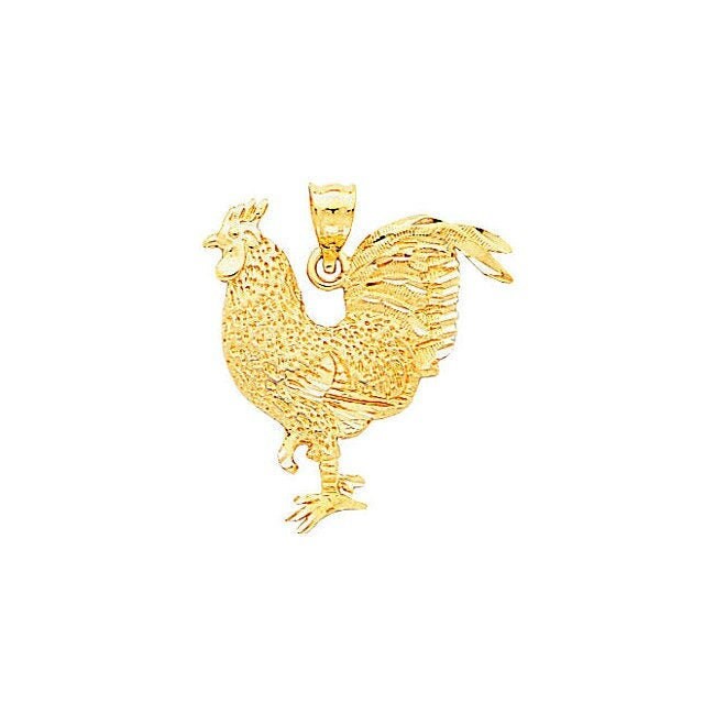 14k Solid Gold Rooster Pendant. - Etsy