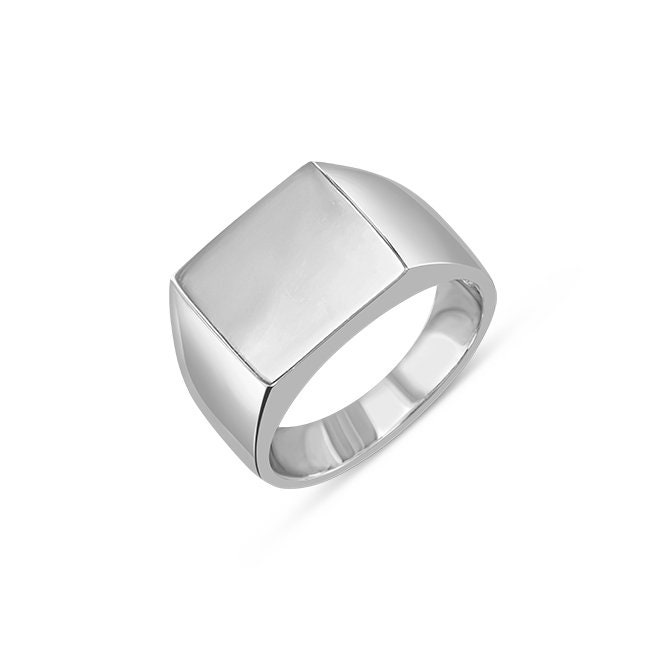 14k Solid Gold Men's Signet Ring Engravable Ring Pinkie - Etsy