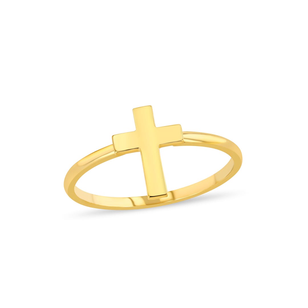 14k Solid Gold Cross Ring. Religious Ring. - Etsy