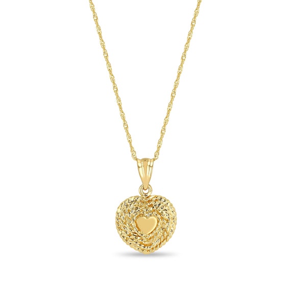 14k Solid Gold Heart Pendant on Solid Gold 18 Chain. - Etsy