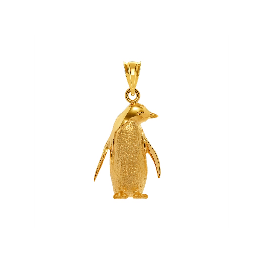 14k Solid Gold Penguin Pendant. - Etsy