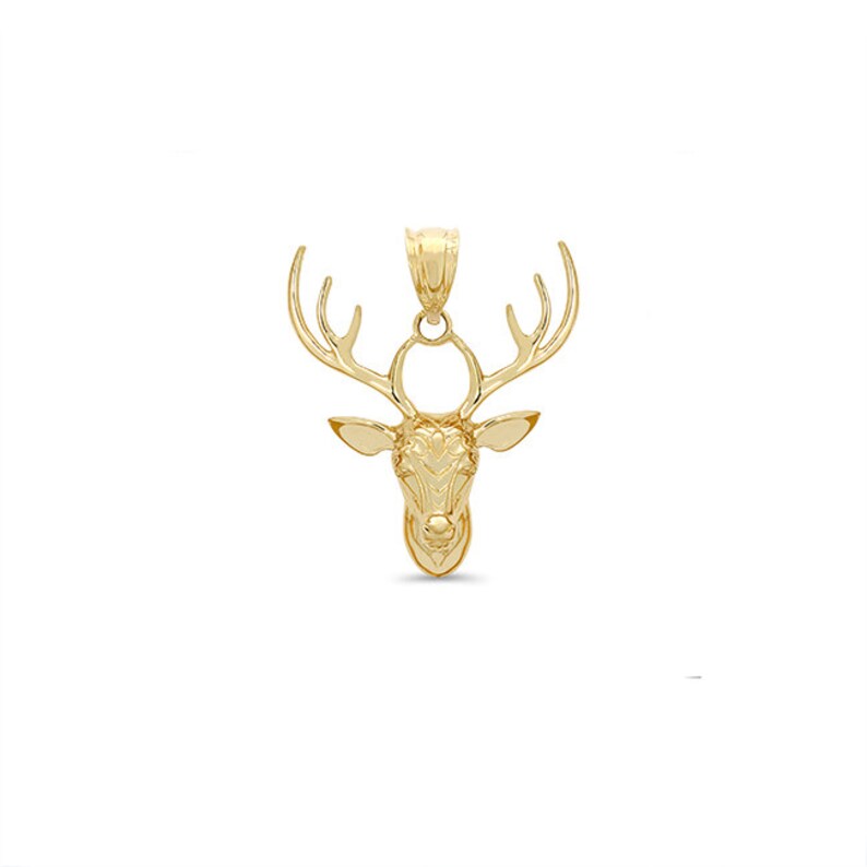 14k Solid Gold Deer Head Pendant. Wildlife Jewelry. - Etsy