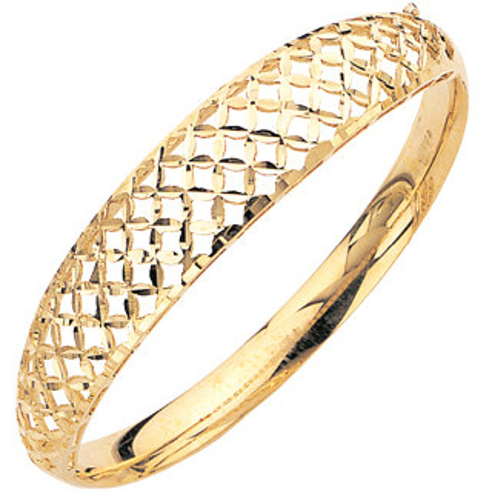 14k Gold Diamond Cut Bangle. | Etsy