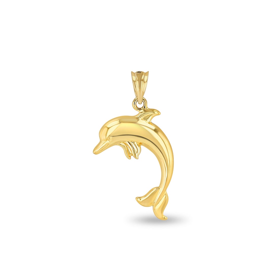14k Solid Gold Dolphin Pendant. Sealife Jewelry - Etsy