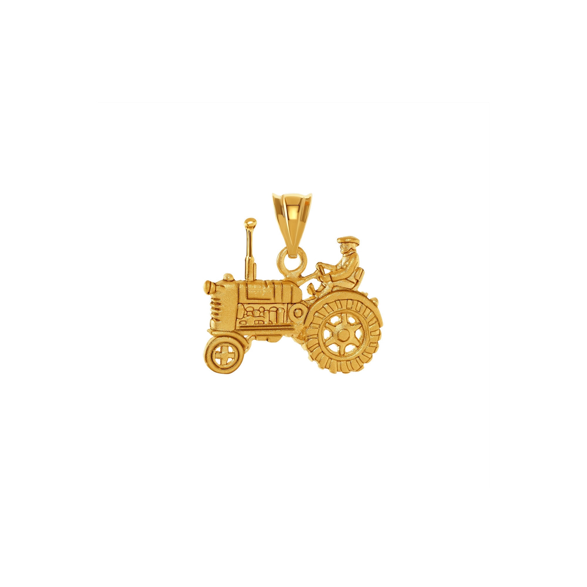 14k Solid Gold Tractor Pendant. Farm Jewelry. Farmer Pendant. - Etsy