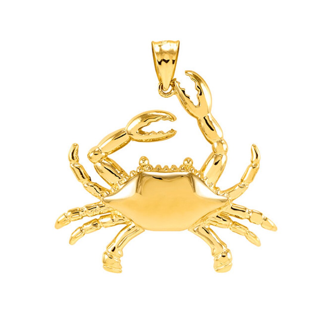14k Large Crab Pendant. Sea Life Jewelry. - Etsy