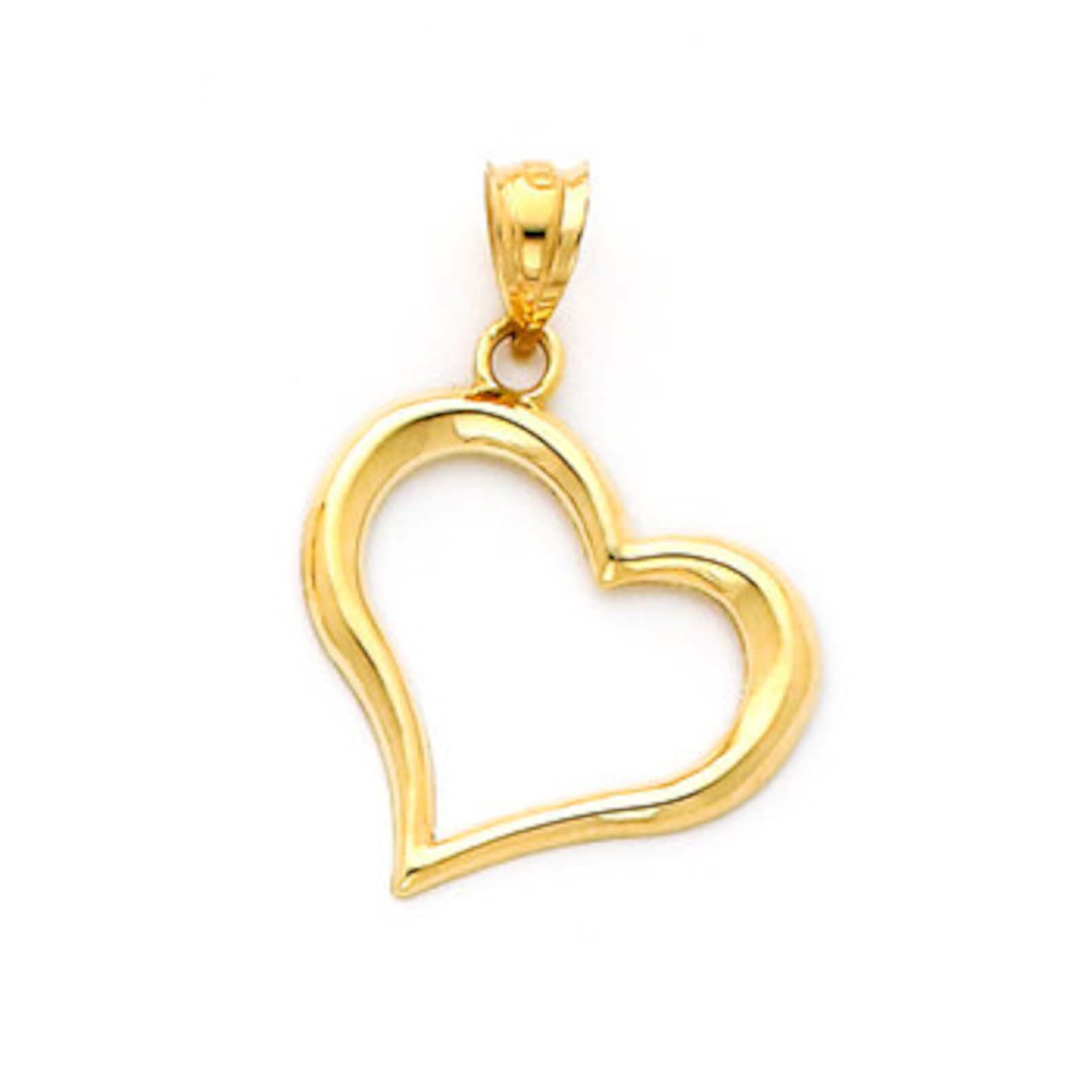 14K Gold Open Heart Charm - Etsy