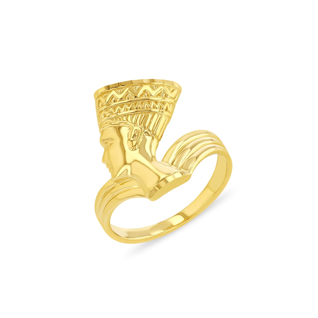 14k Solid Gold Nefertiti Ring: Pharaoh Jewelry - Etsy