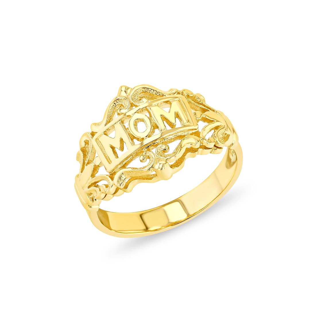 14k Solid Gold MOM Ring. Mother Ring. - Etsy