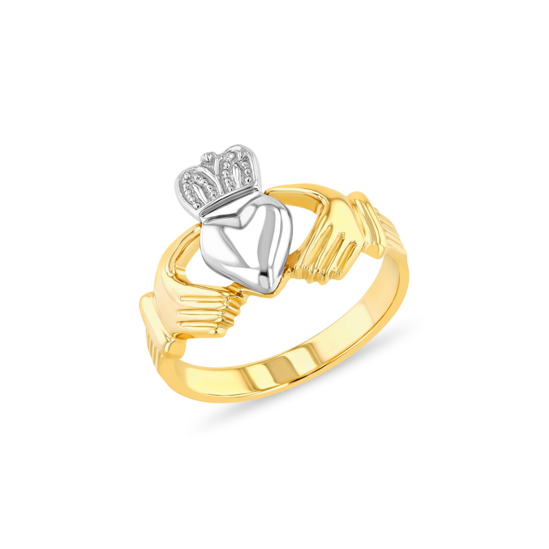 14K Gold Two Tone Men's Claddagh Ring, Claddagh Ring, Claddagh Jewelry ...