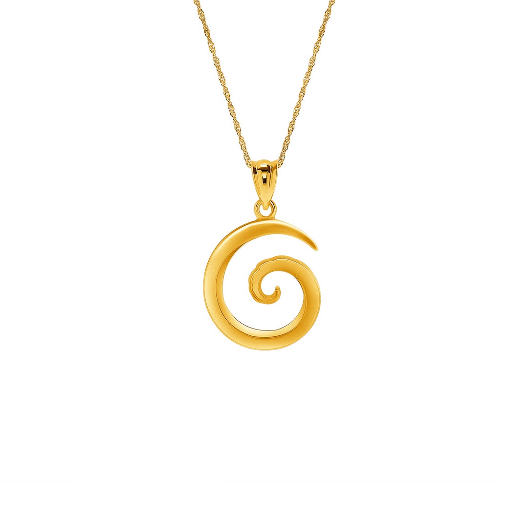 14k Solid Gold Wave Pendant on 18" Solid Gold Chain. - Etsy