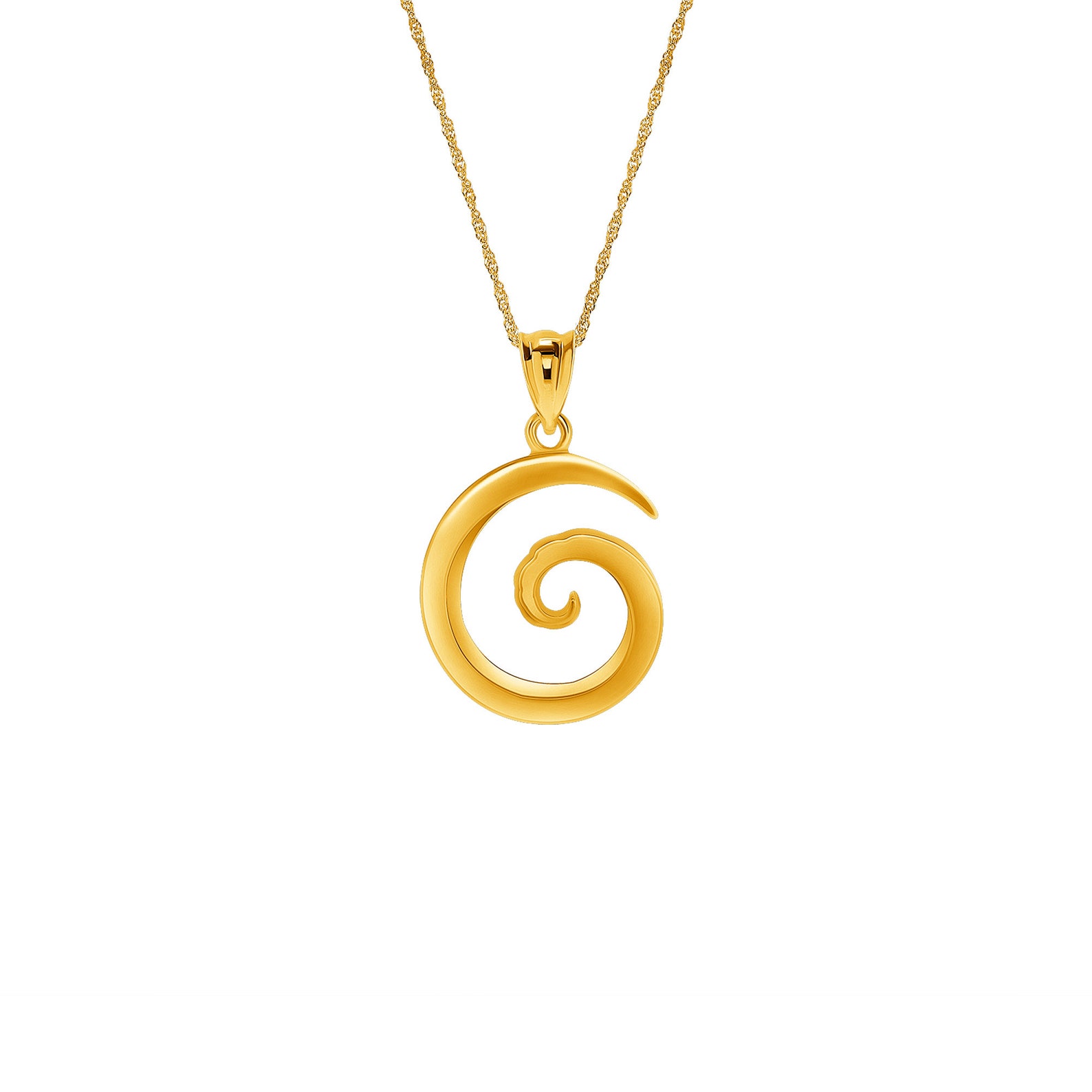 14k Solid Gold Wave Pendant on 18 Solid Gold Chain. - Etsy