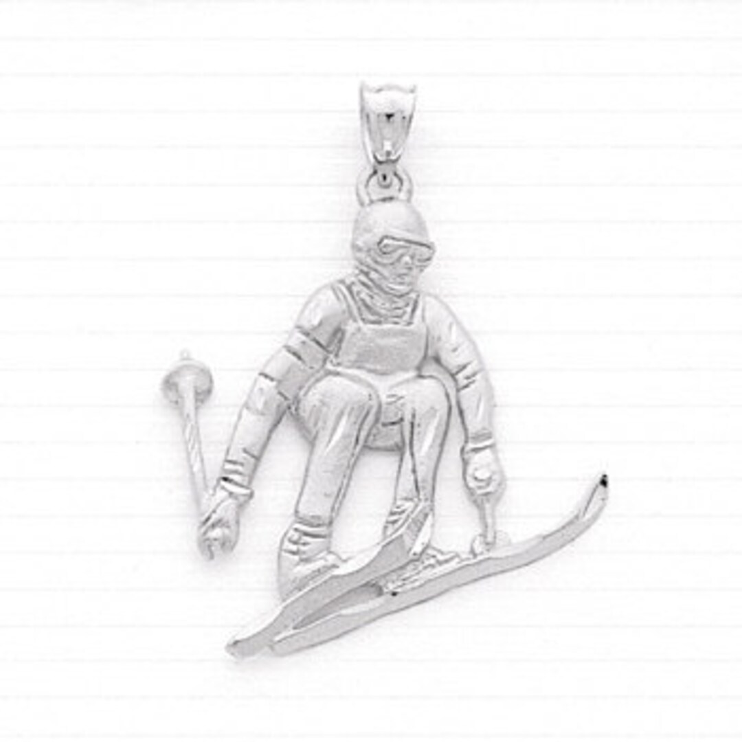 Male Skier Charm,sterling Silver,ski,skier Pendant,sports,ski Jewerly ...