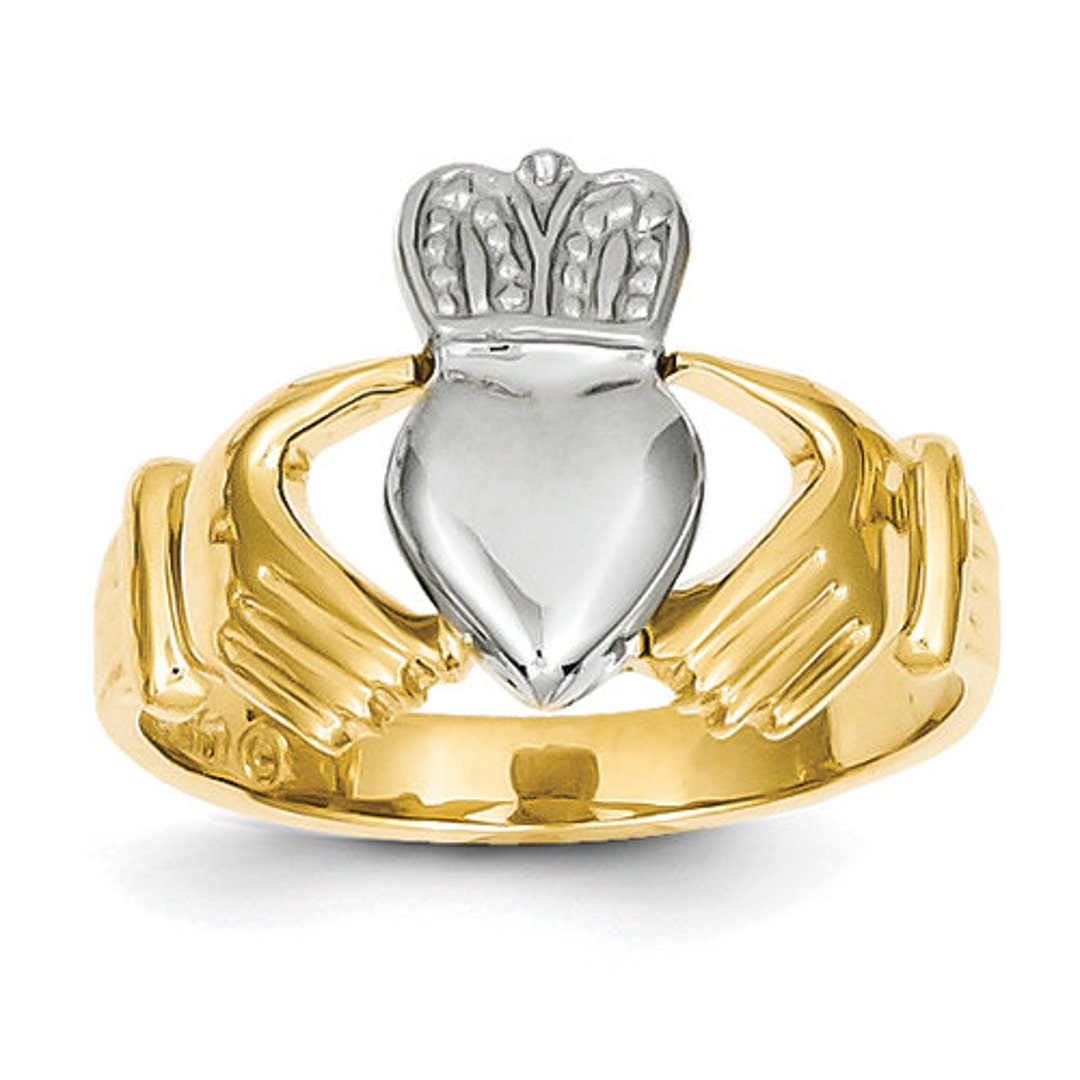 14K Gold Two Tone Mens Claddagh Ring Claddagh Ring Claddagh - Etsy