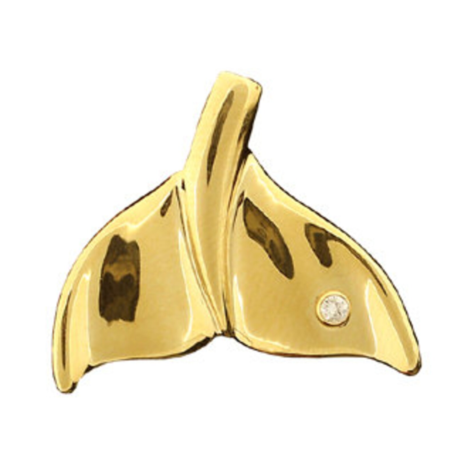 14K Yellow Gold Diamond Whale Tail Pendant Whale Tail - Etsy