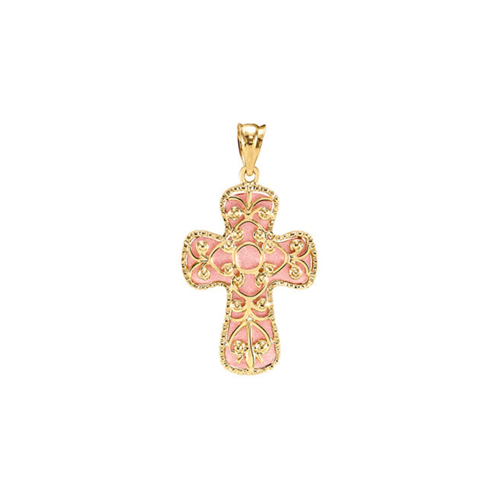 14k Solid Gold Two Tone Fancy Cross. Beautiful Yellow and Rose - Etsy