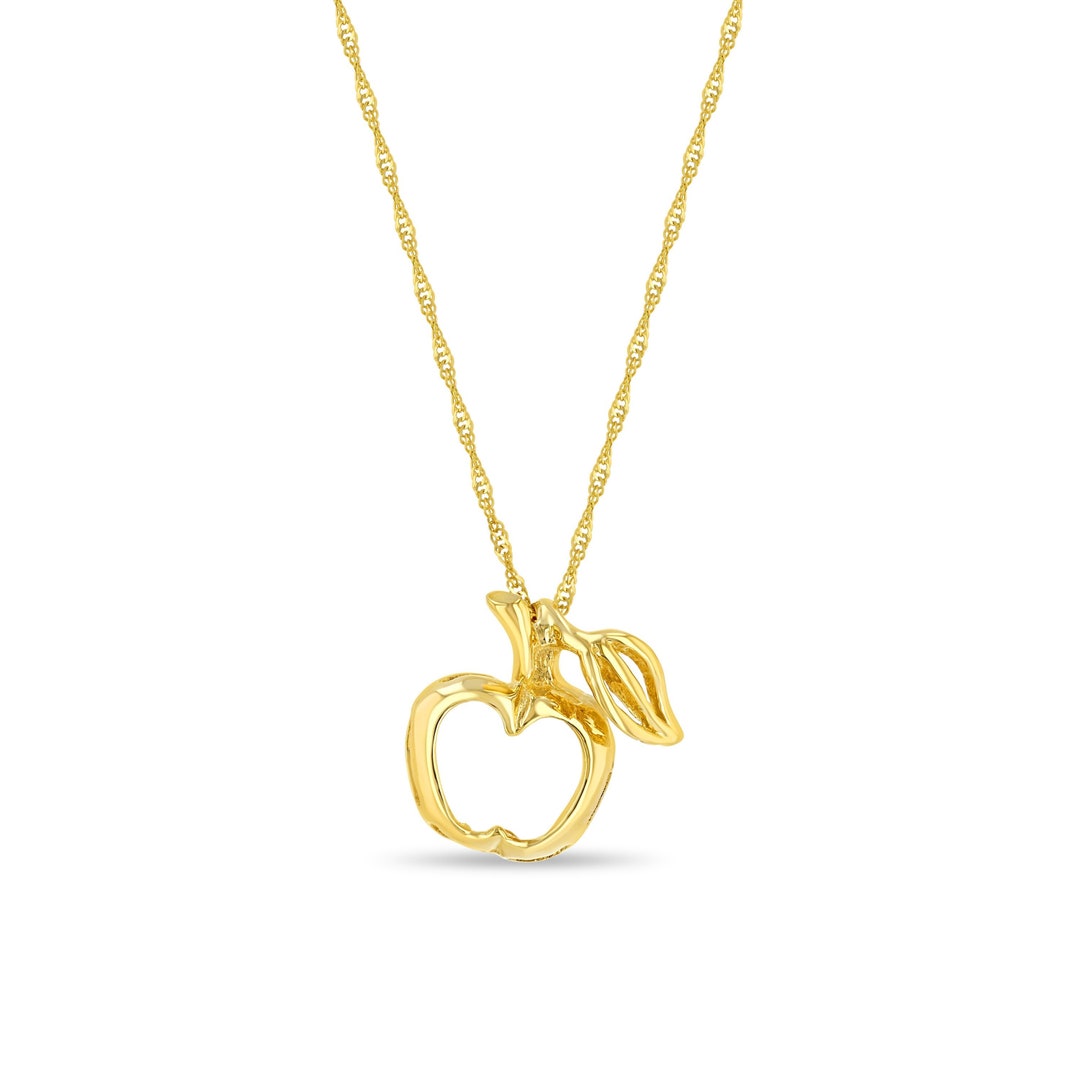 14k Solid Gold Apple Pendant on 18" Solid Gold Chain. - Etsy