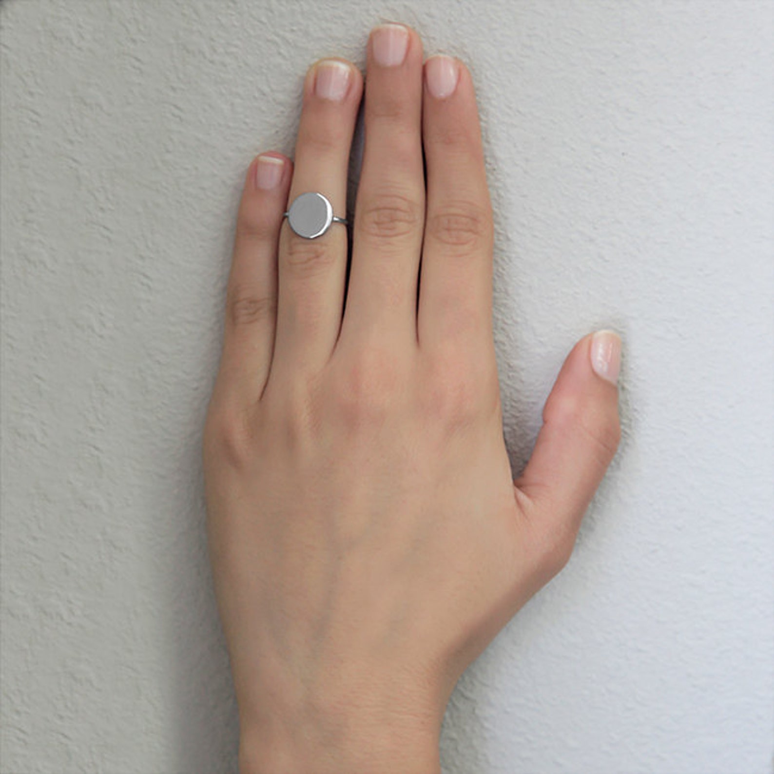 14k Solid Gold Round Disc Ring. Knuckle Ring. Engravable Ring. | Etsy