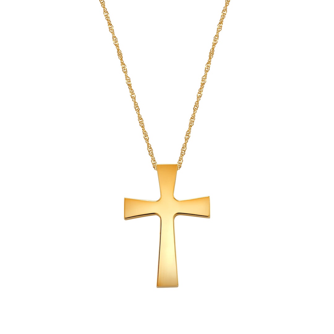 14k Solid Gold High Polish Cross With Solid Gold 18 Chain That Slides ...