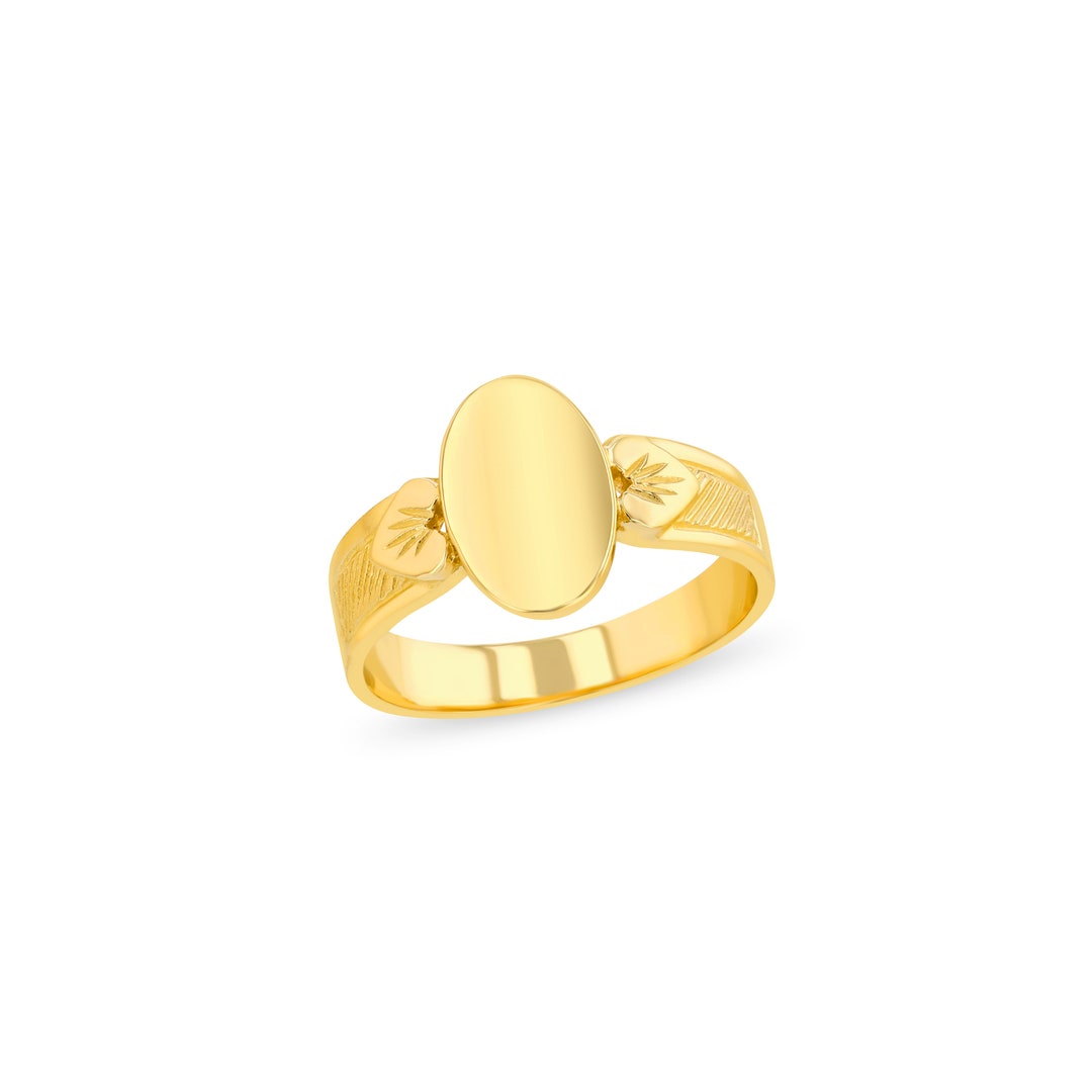 14k Solid Gold Baby Signet Ring. Engravable Ring. - Etsy