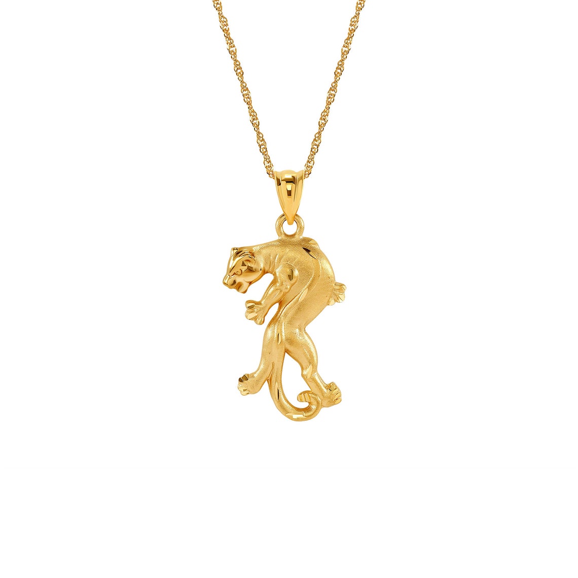 14k Solid Gold Panther Pendant on 18 Solid Gold Chain - Etsy