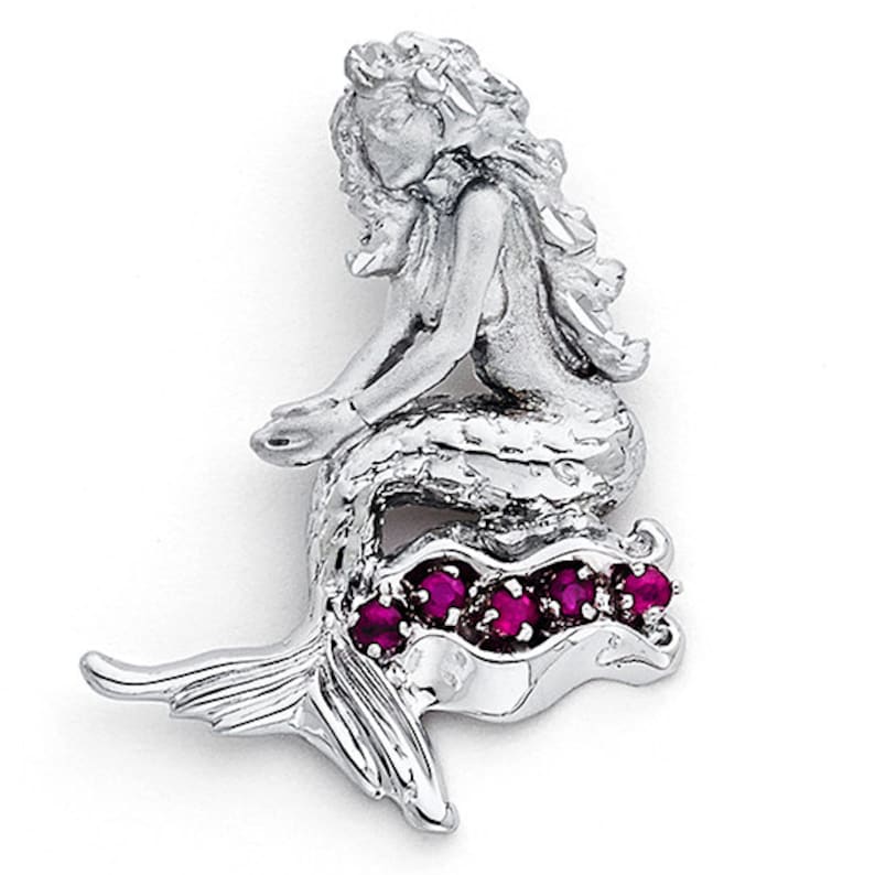 Sterling Silver Ruby Mermaid Pendant Ruby Mermaid Pendant - Etsy