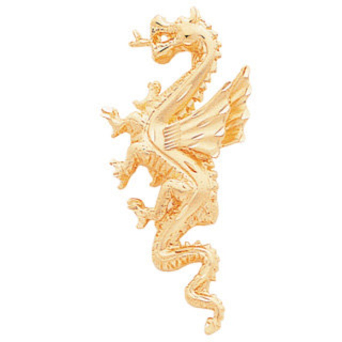14K Yellow Gold Dragon Pendant: Diamond-cut Dragon Jewelry - Etsy