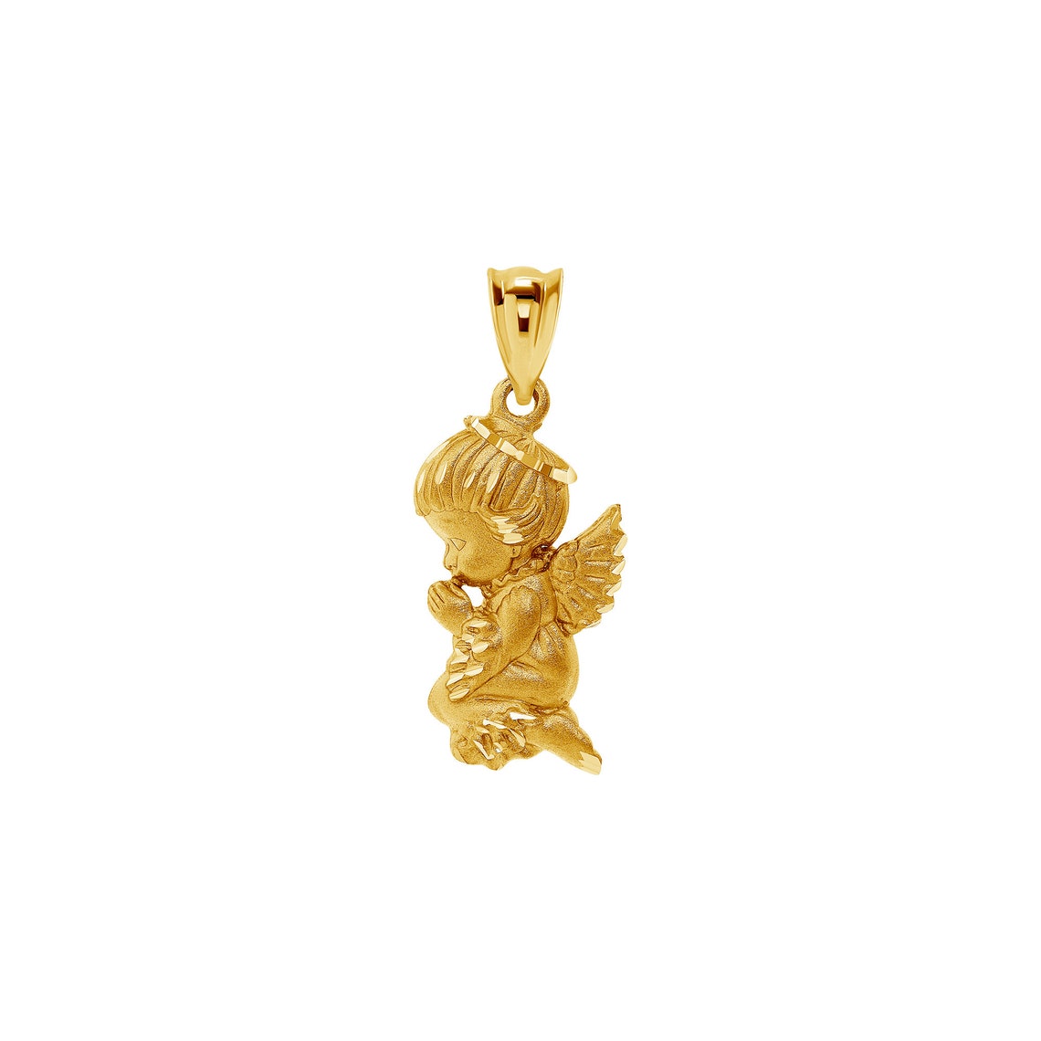 14k Solid Gold Praying Angel Pendant. Angel Jewelry - Etsy