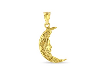 14K Gold Lady on the Moon Pendant on a 14K Gold Chain - Etsy