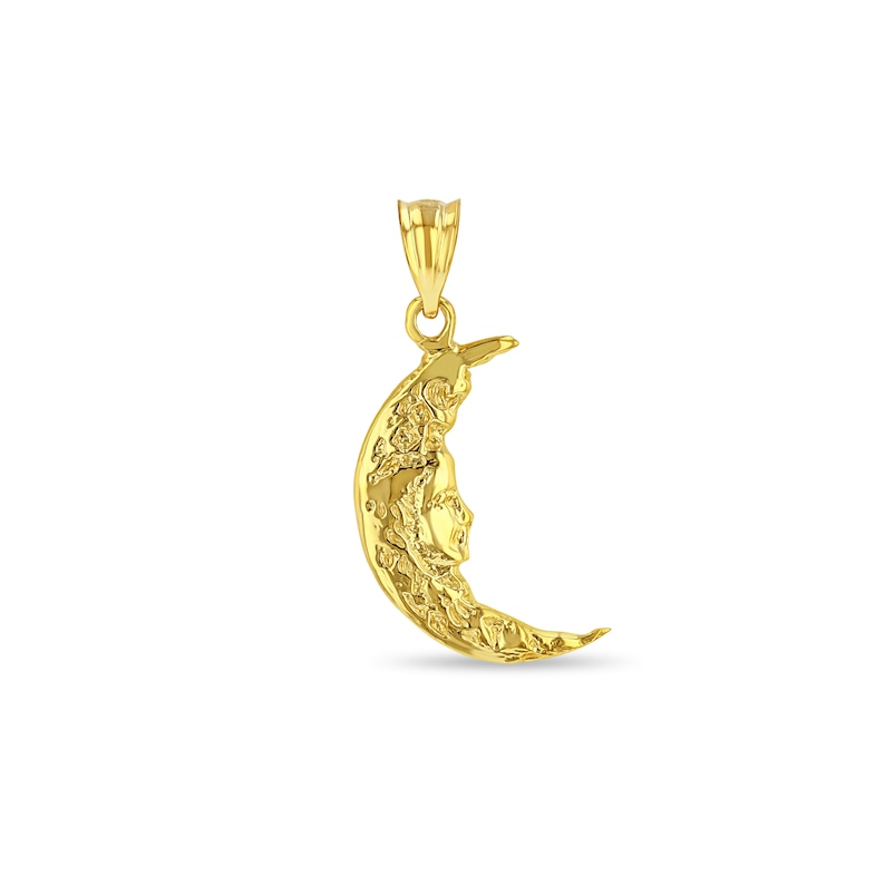 14k Solid Gold Moon Pendant. - Etsy