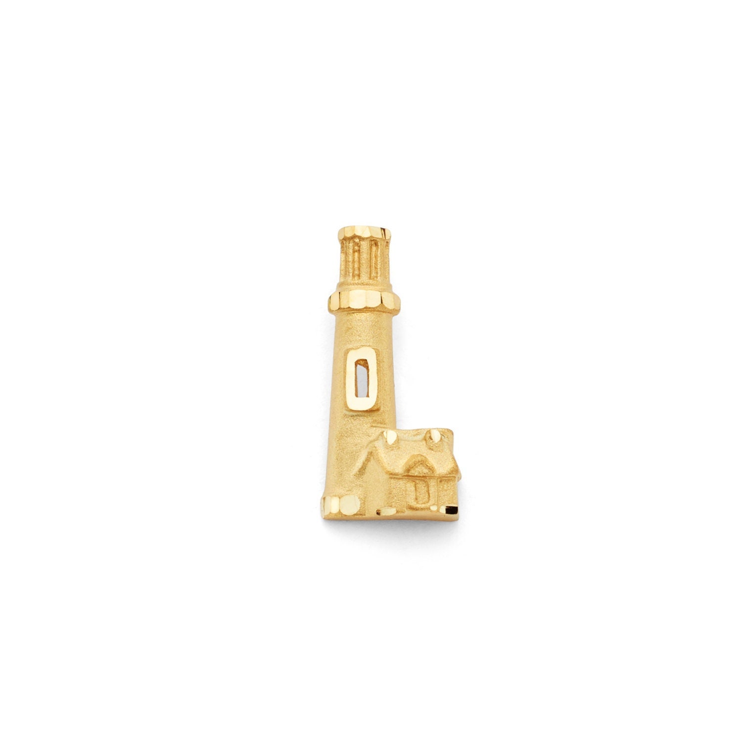 14K Yellow Gold Lighthouse Slide Pendant, Lighthouse, Lighthouse ...
