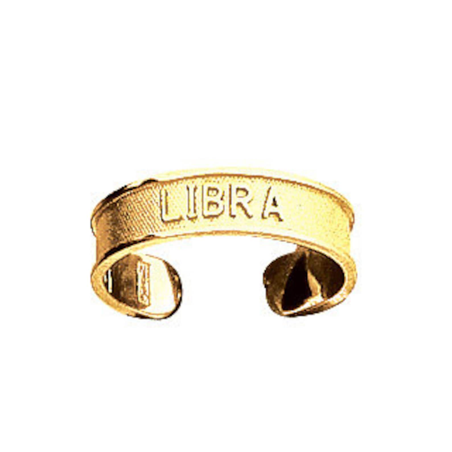 14k Yellow Gold Adjustable Libra Zodiac Sign Toe Ring - Etsy