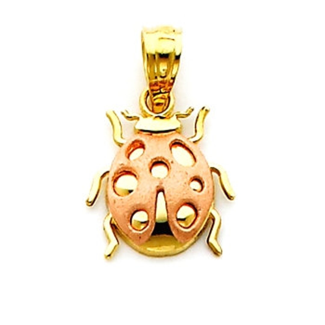 14k Two Tone Gold Lady Bug Charm, Lady Bug, Kids Jewelry, Lady Bug ...