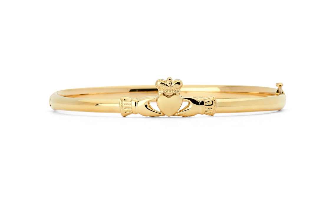 14K Gold Claddagh Bangle Claddagh Bangle Claddagh Jewelry - Etsy