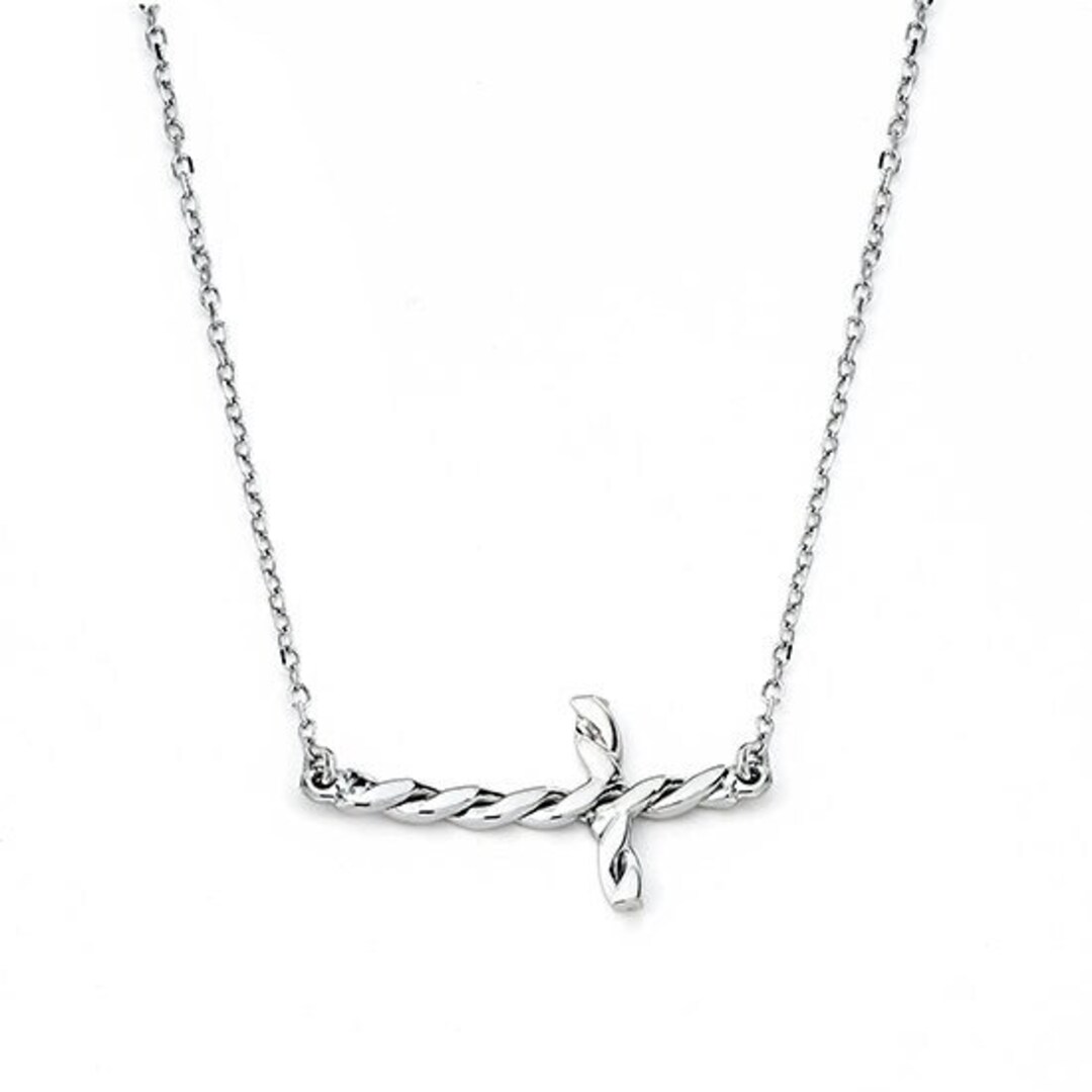 Sterling Silver Twisted Sideways Cross Necklace, Sideways Cross, Cross ...