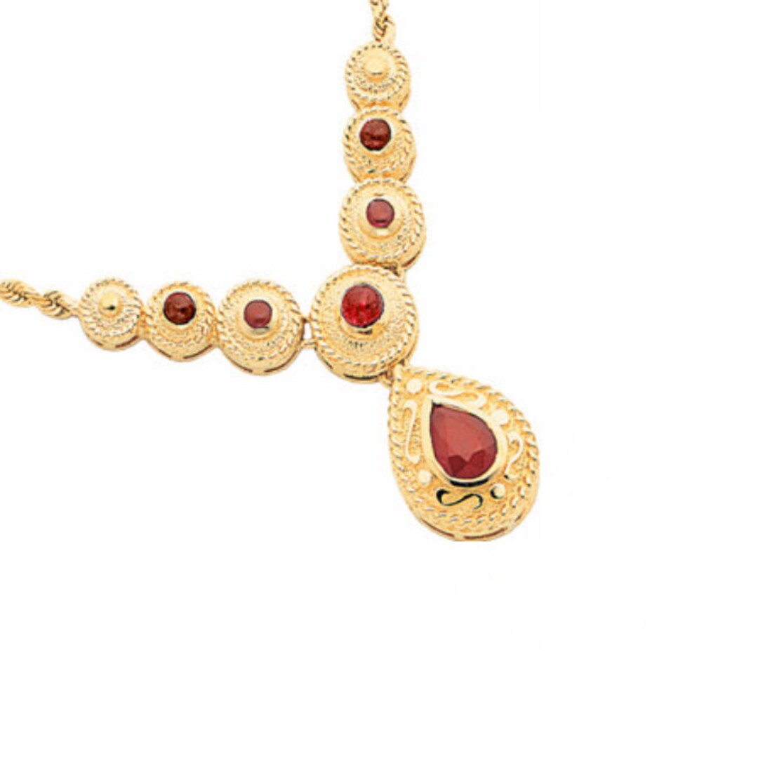 14K Gold Ruby Victorian Necklace, Victorian Necklace, Ruby Necklace ...