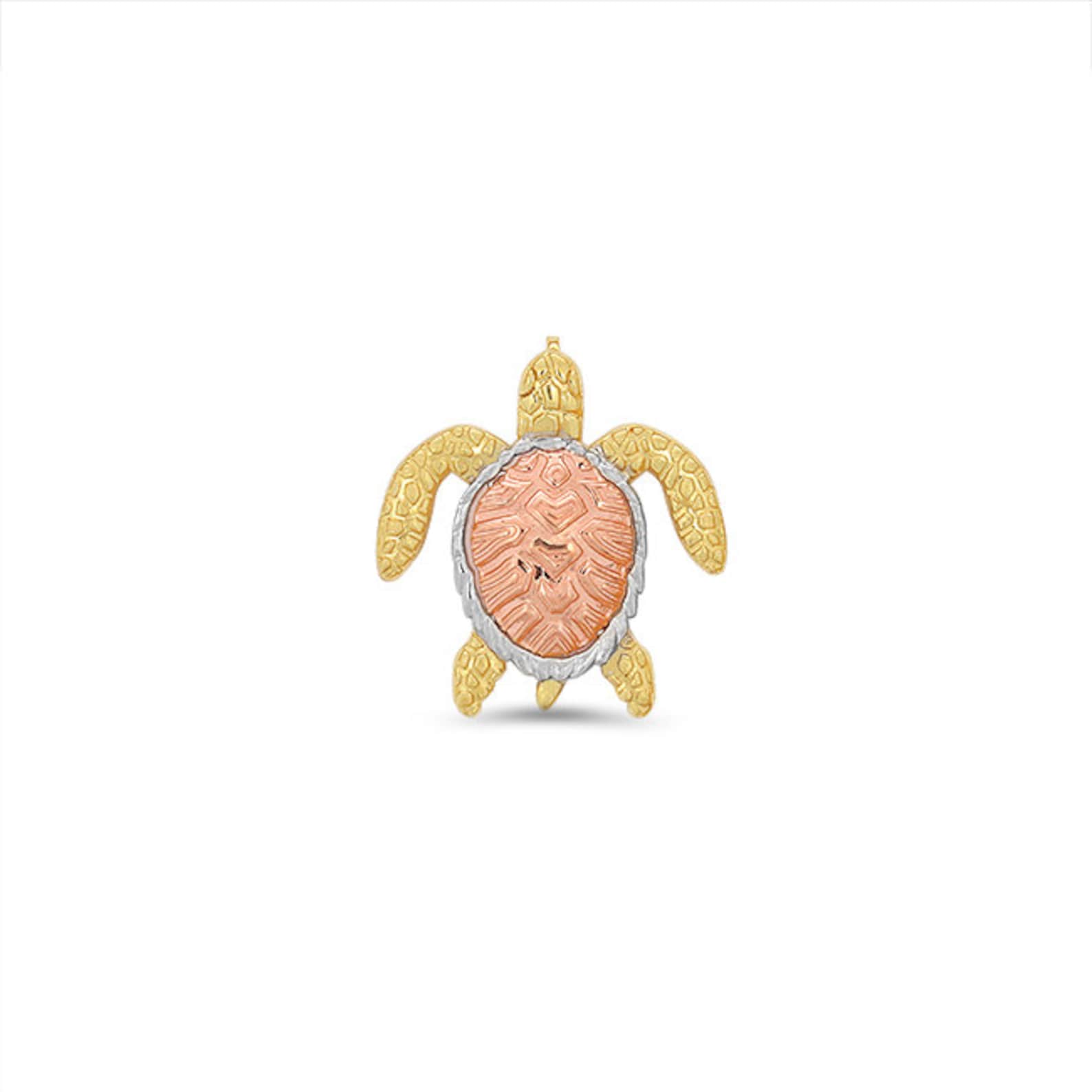 14k Solid Gold Tri Color Turtle Pendant. Sea Life Jewelry, Nautical ...